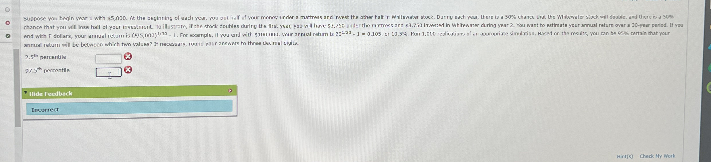 Solved Oannual return will be between which two values? If | Chegg.com