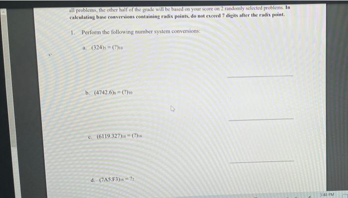 Solved all problems, the other half of the grade will be | Chegg.com