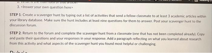 Discussion: Research Scavenger Hunt At In this | Chegg.com
