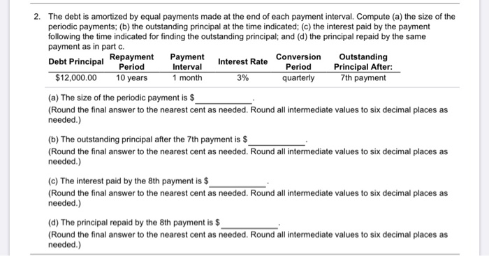 Solved Debt Principal Repayment 2. The debt is amortized by | Chegg.com