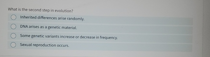 Solved What is the second step in evolution?Inherited | Chegg.com