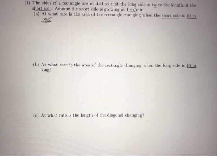 Solved (1) The sides of a rectangle are related so that the | Chegg.com