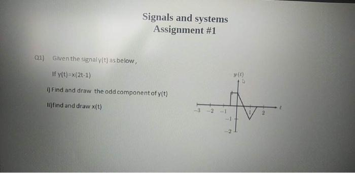 Solved Signals and systems Assignment #1 01) Given the | Chegg.com