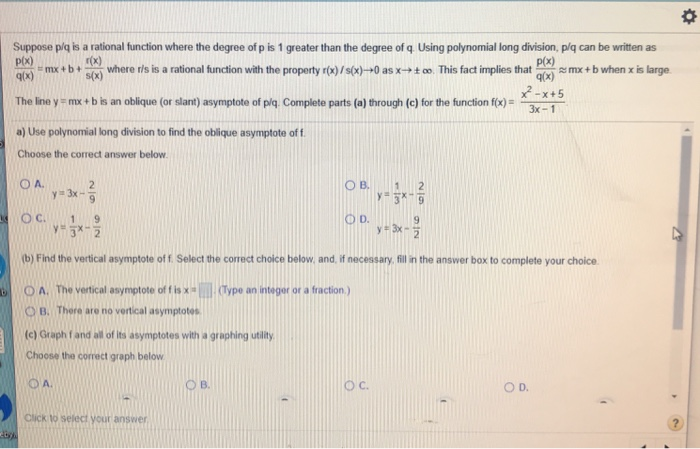 Solved Suppose p/q is a rational function where the degree | Chegg.com