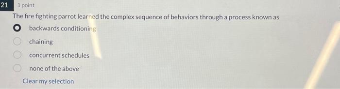 Solved The fire fighting parrot learned the complex sequence | Chegg.com