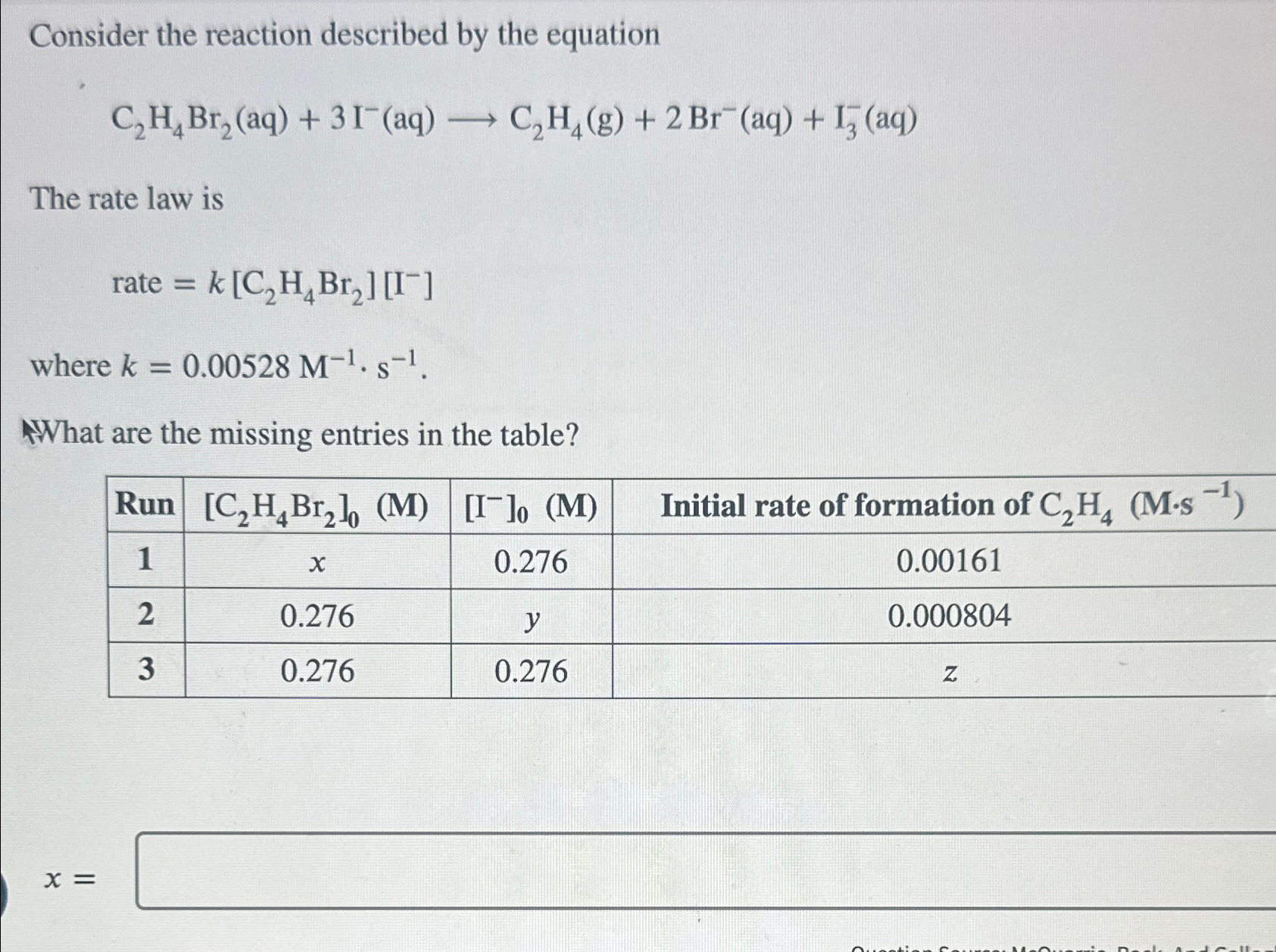 Solved Consider the reaction described by the | Chegg.com