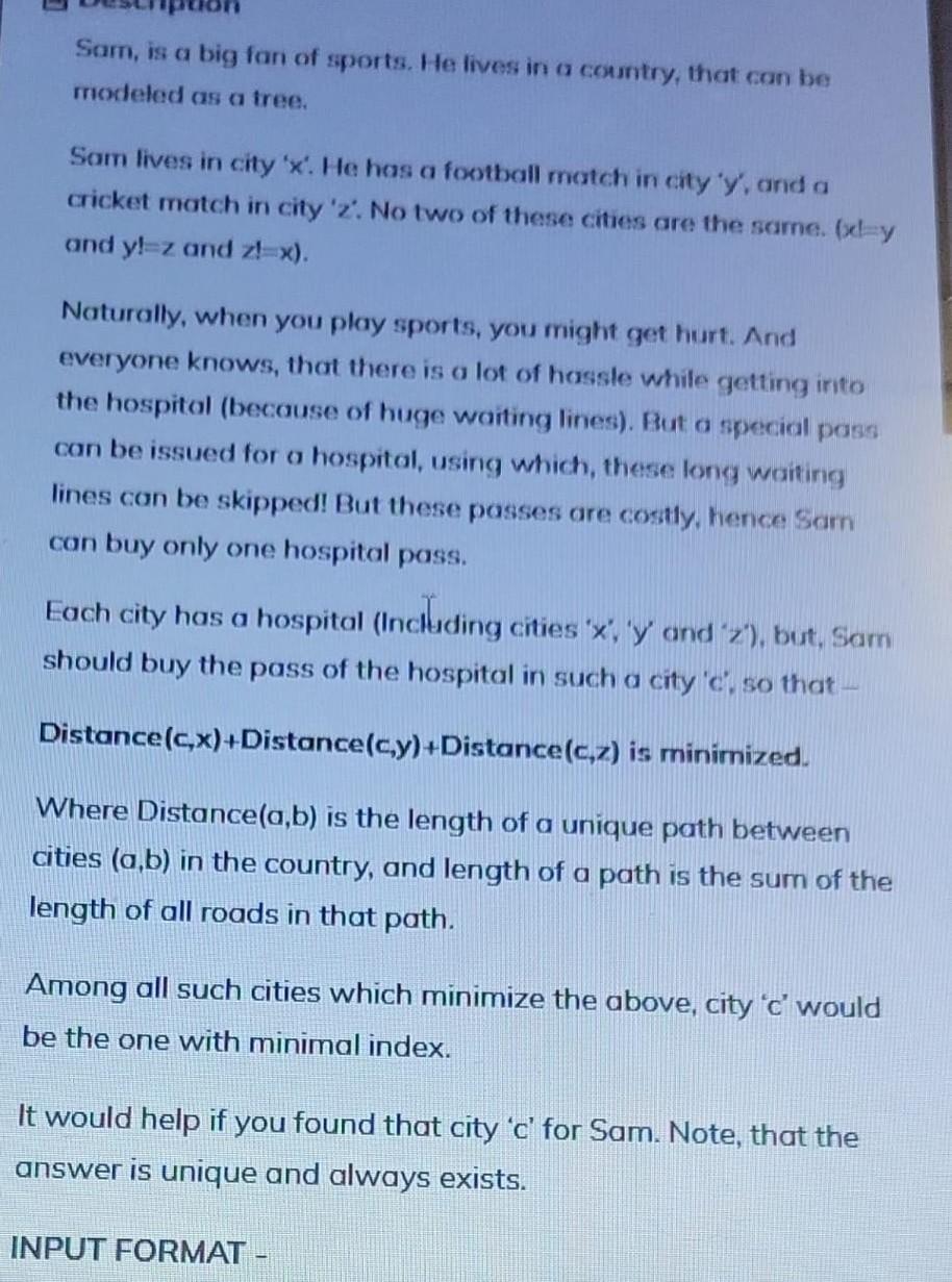 Solved Sam, is a big fon of sports. He lives in a country, | Chegg.com