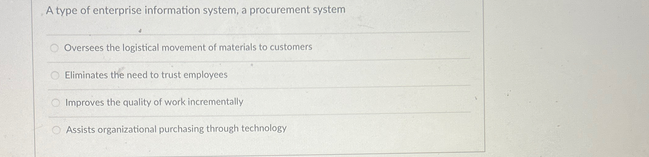 Solved A type of enterprise information system, a | Chegg.com