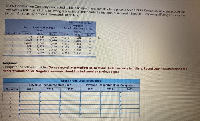 Solved Brady Construction Company contracted to build an | Chegg.com