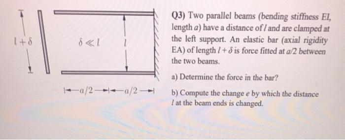 Solved 1 +8 841 7 Q3) Two parallel beams (bending stiffness | Chegg.com