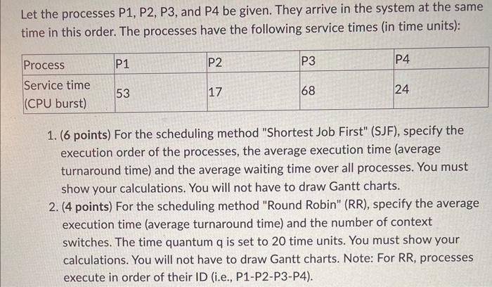 Solved Let the processes P1,P2,P3, and P4 be given. They | Chegg.com