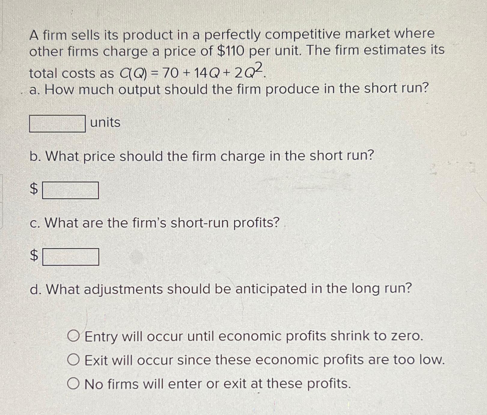 Solved A firm sells its product in a perfectly competitive | Chegg.com