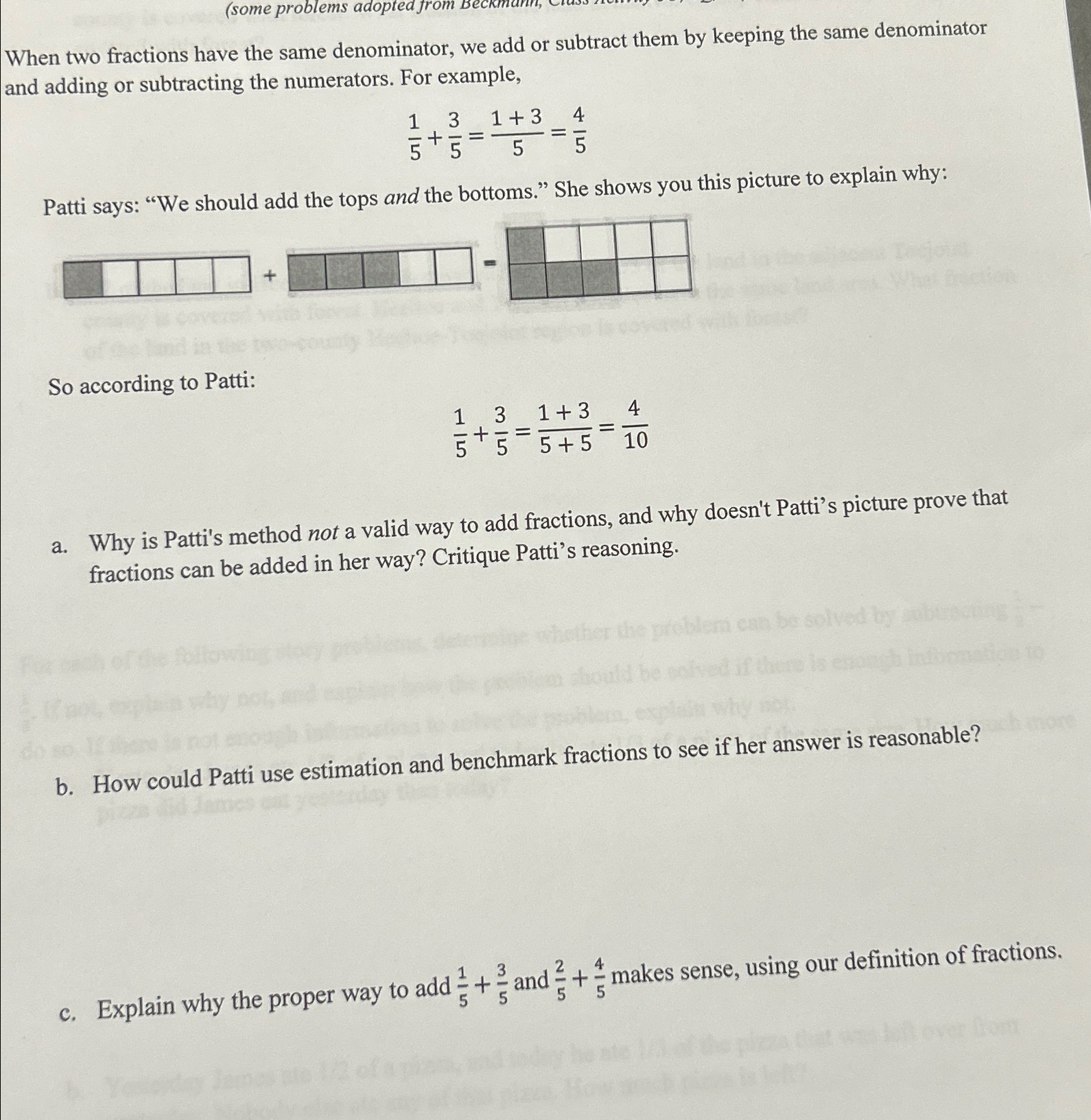 Solved When two fractions have the same denominator, we add | Chegg.com