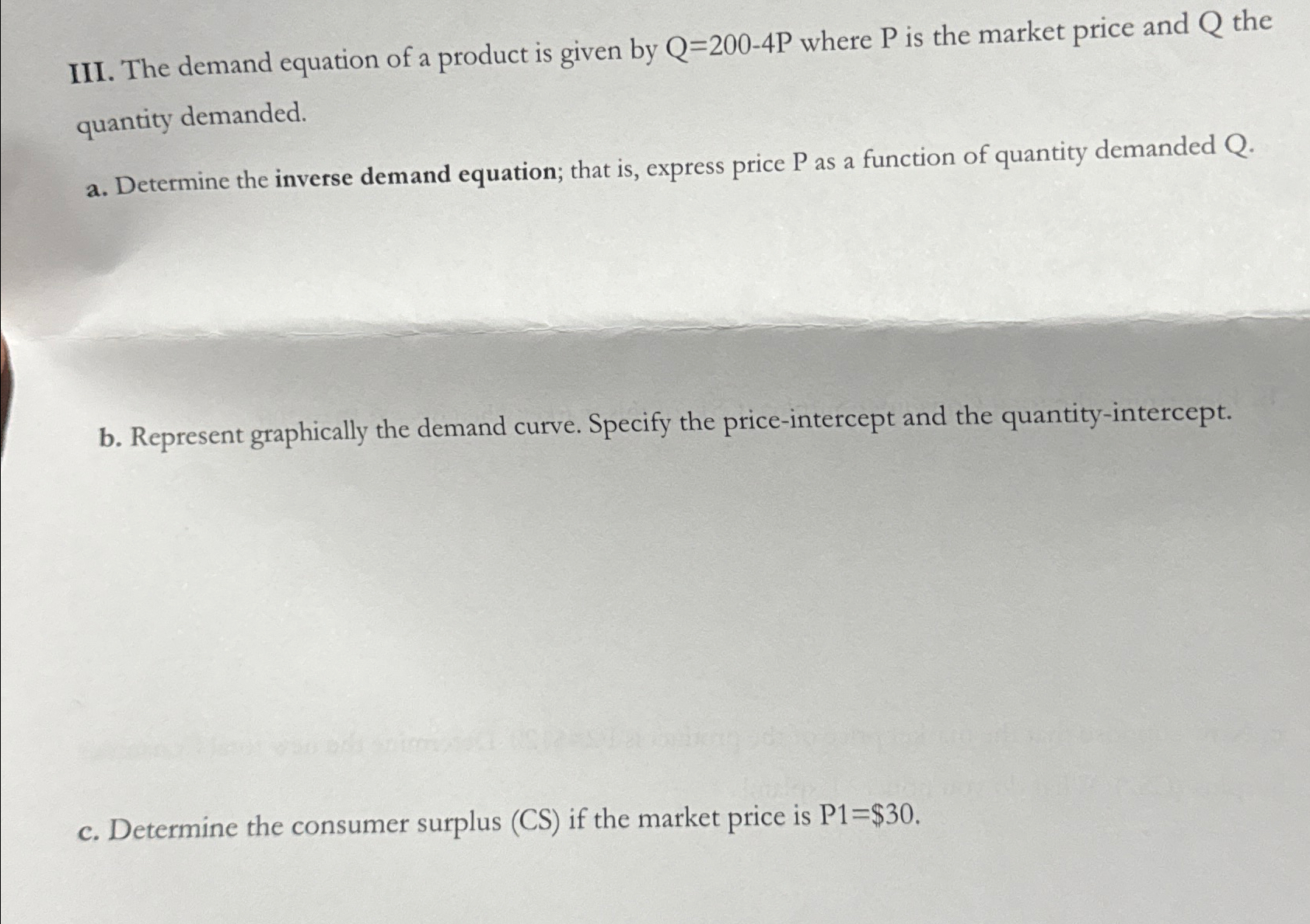 III. The demand equation of a product is given by | Chegg.com