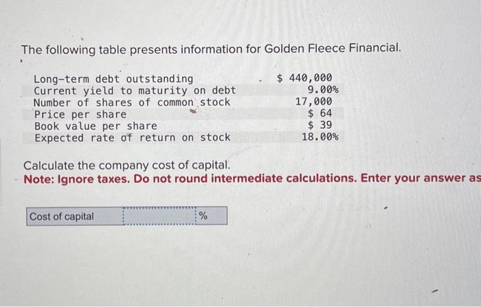 Solved The following table presents information for Golden | Chegg.com
