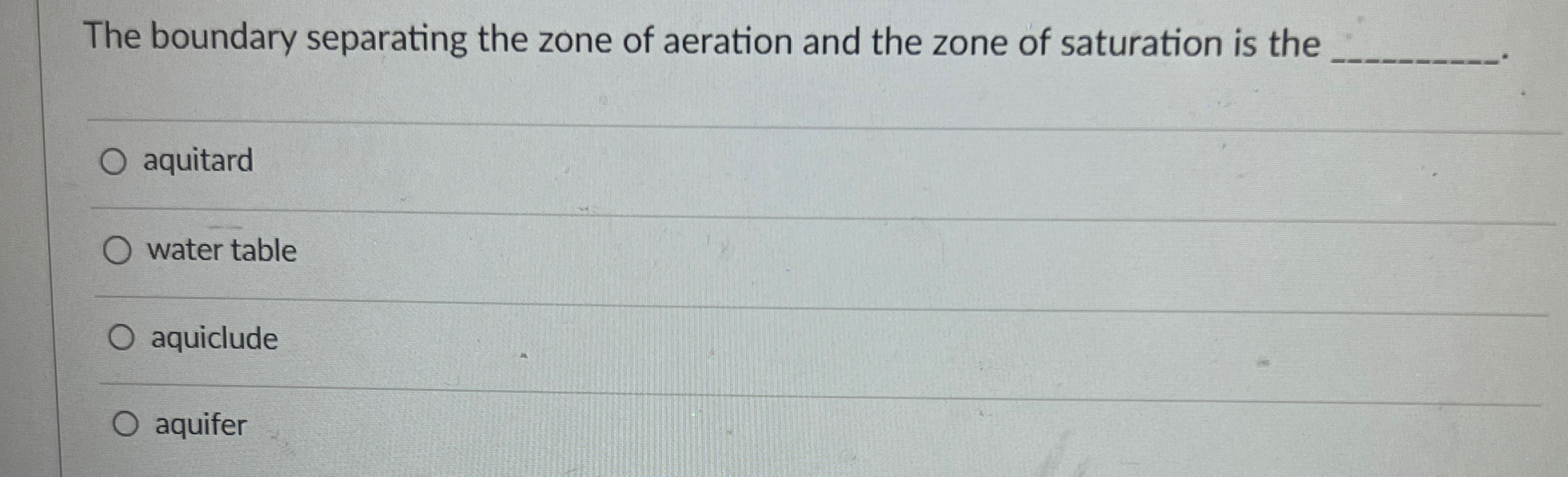 Solved The boundary separating the zone of aeration and the | Chegg.com