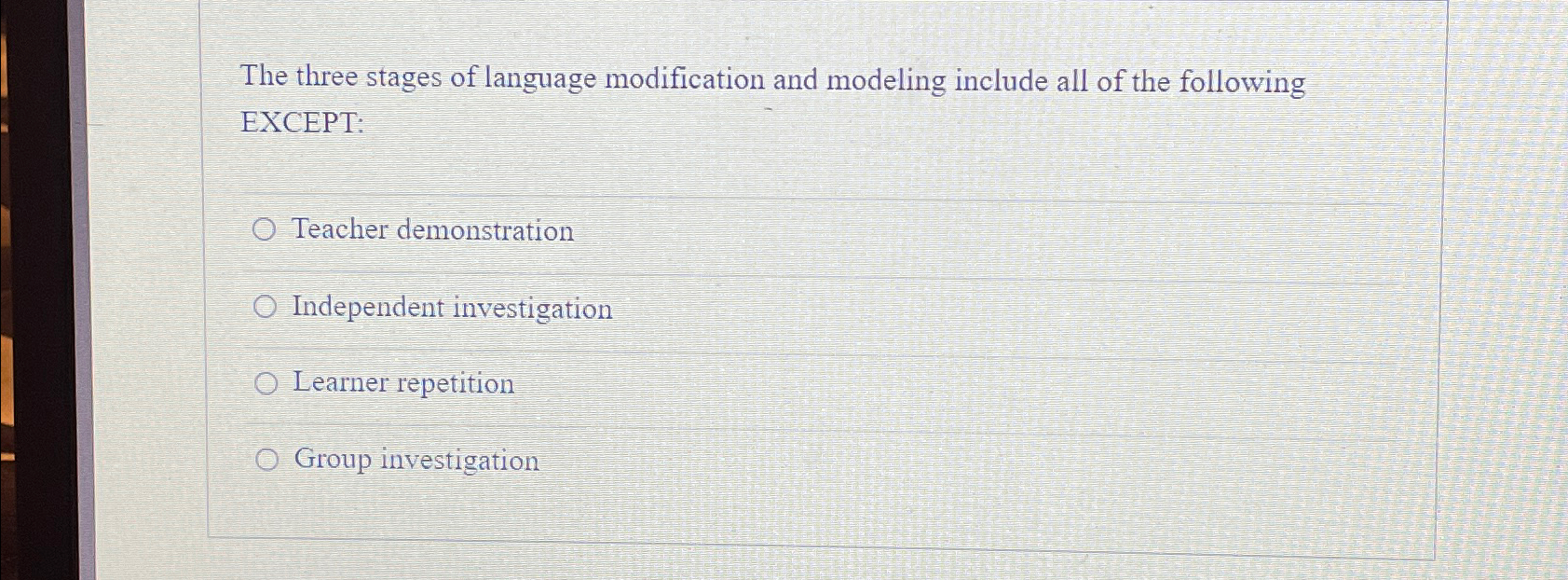 Solved The three stages of language modification and | Chegg.com