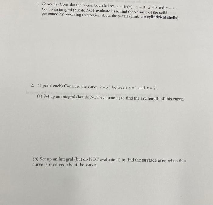 Solved 1. (2 points) Consider the region bounded by | Chegg.com