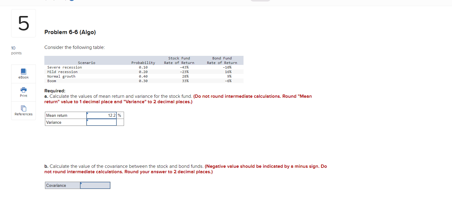 Solved Problem 6-6 (Algo)Required:a. ﻿Calculate the values | Chegg.com