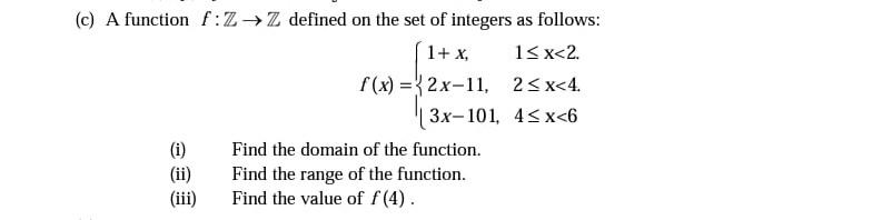 Solved (c) A function f / \mathbb{Z} -> \mathbb{Z} defined | Chegg.com