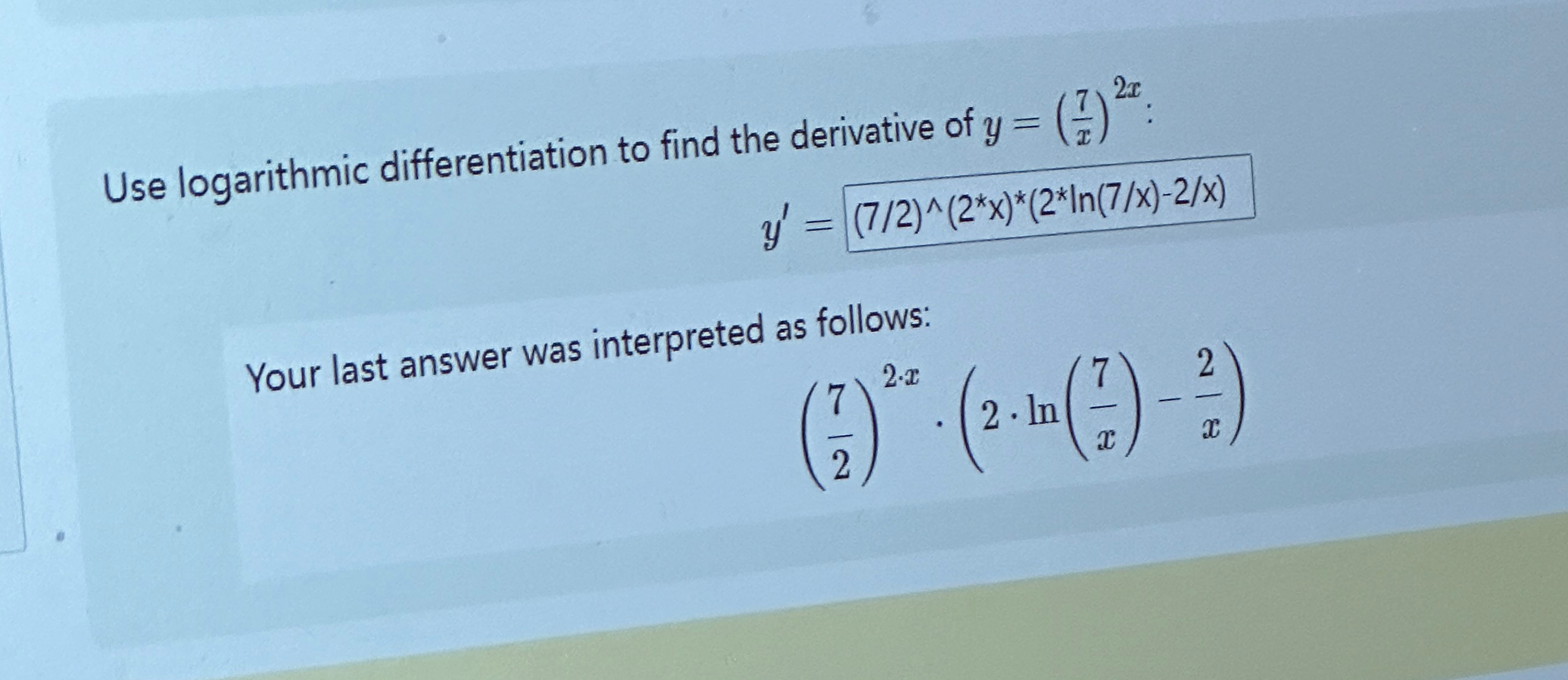 Solved Use logarithmic differentiation to find the | Chegg.com