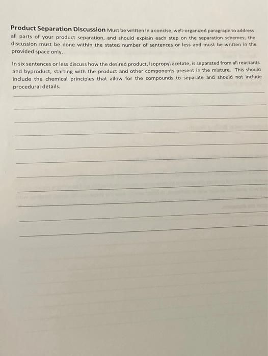 Solved Product Separation Discussion Must be written in a | Chegg.com