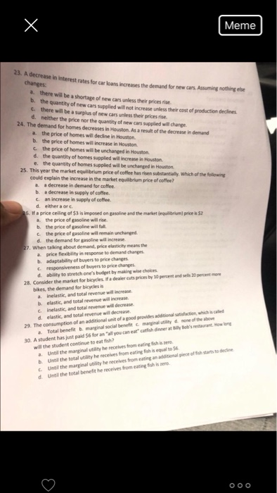 Solved Meme 23. A decrease in decrease in interest rates for | Chegg.com