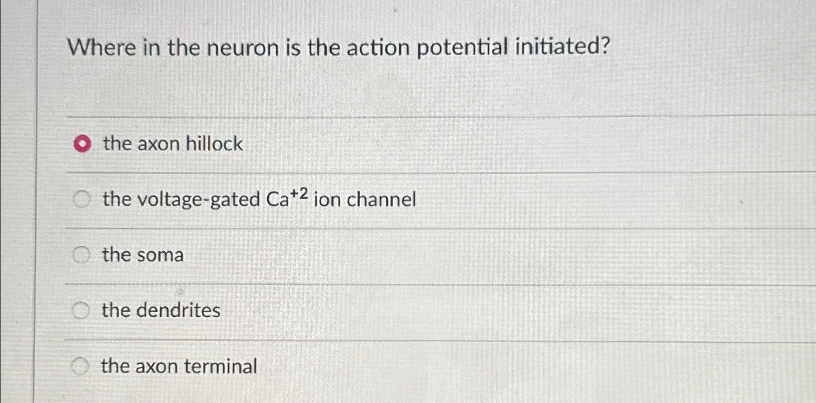 Solved Where in the neuron is the action potential | Chegg.com