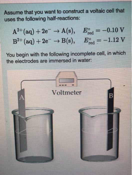 Solved Assume that you want to construct a voltaic cell that | Chegg.com