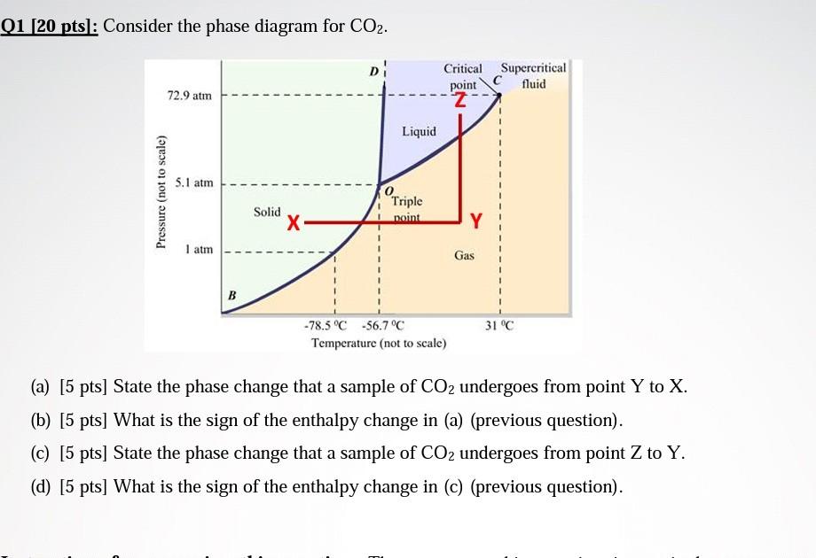 Solved Q1 (20 pts]: Consider the phase diagram for CO2. | Chegg.com