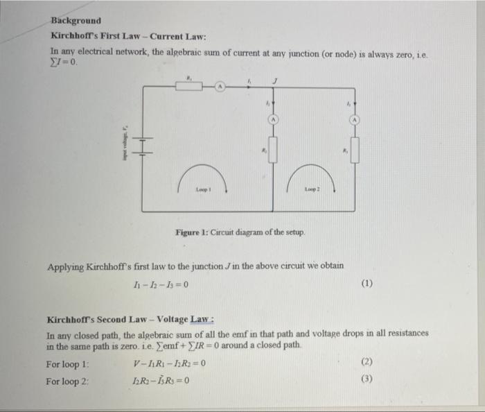 Solved Background Kirchhoffs First Law - Current Law: In any | Chegg.com