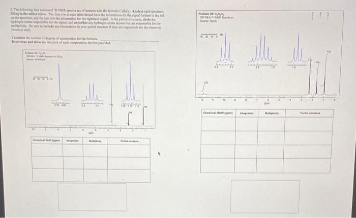 Solved hiriphing and2. The follosing four annotated 'H NMR | Chegg.com