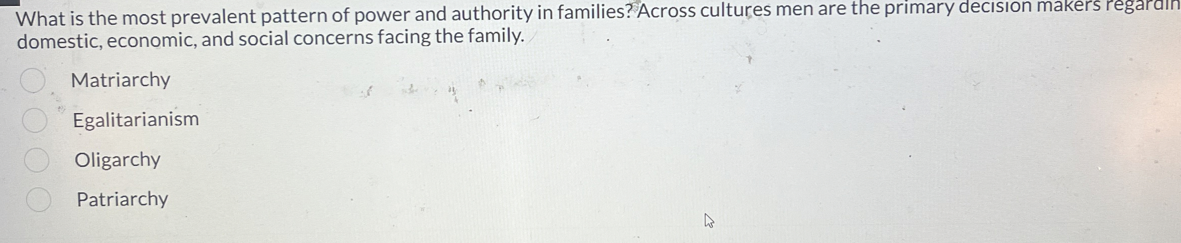 Solved What is the most prevalent pattern of power and | Chegg.com