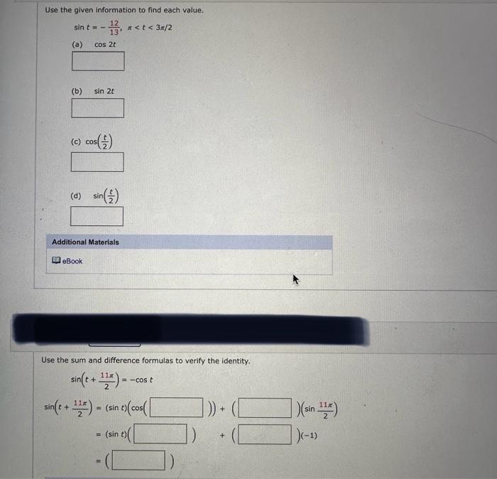 Solved Use the given information to find each value. | Chegg.com