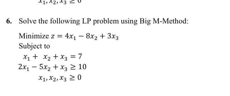 Solved Solve the following LP problem using Big | Chegg.com