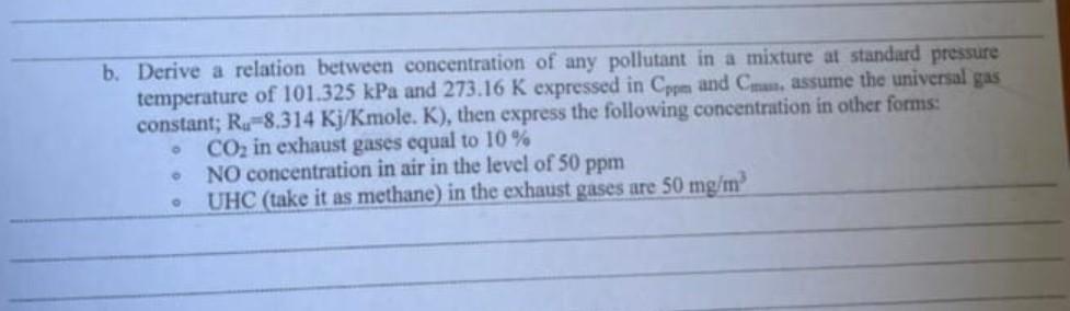 Solved b. Derive a relation between concentration of any | Chegg.com