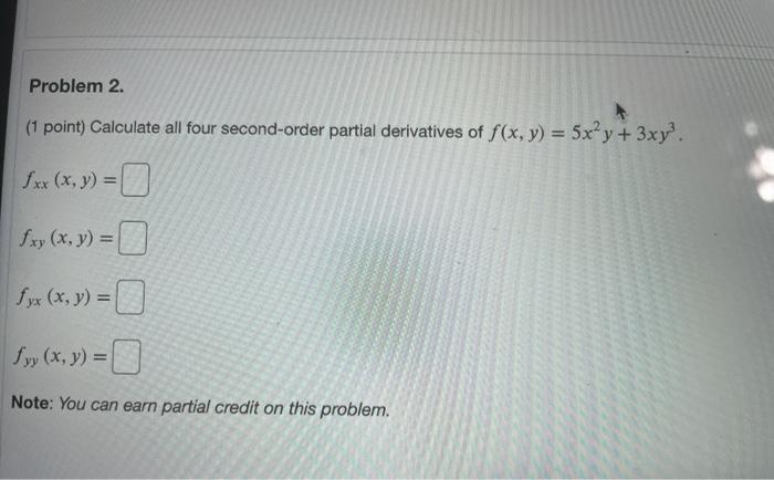 Solved Problem 2. (1 point) Calculate all four second-order | Chegg.com