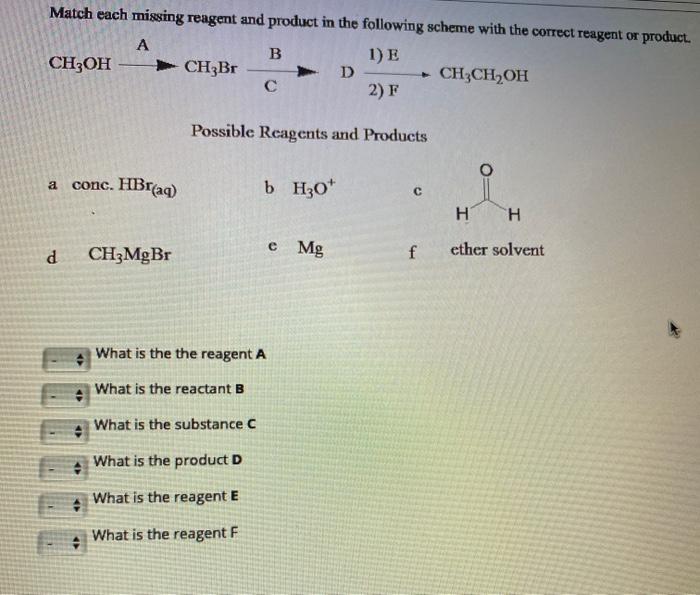 Solved Match each missing reagent and product in the | Chegg.com