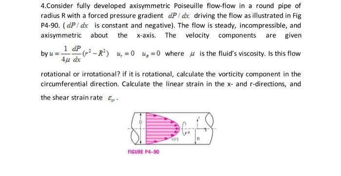 Solved 4.Consider fully developed axisymmetric Poiseuille | Chegg.com