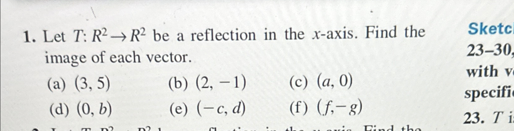 Solved Let T:R2→R2 ﻿be a reflection in the x-axis. Find the | Chegg.com