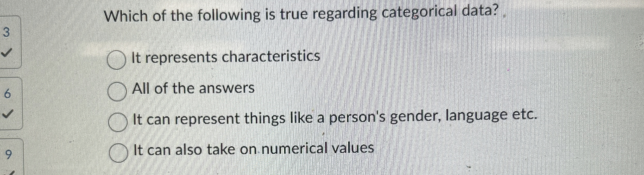 Solved Which of the following is true regarding categorical | Chegg.com