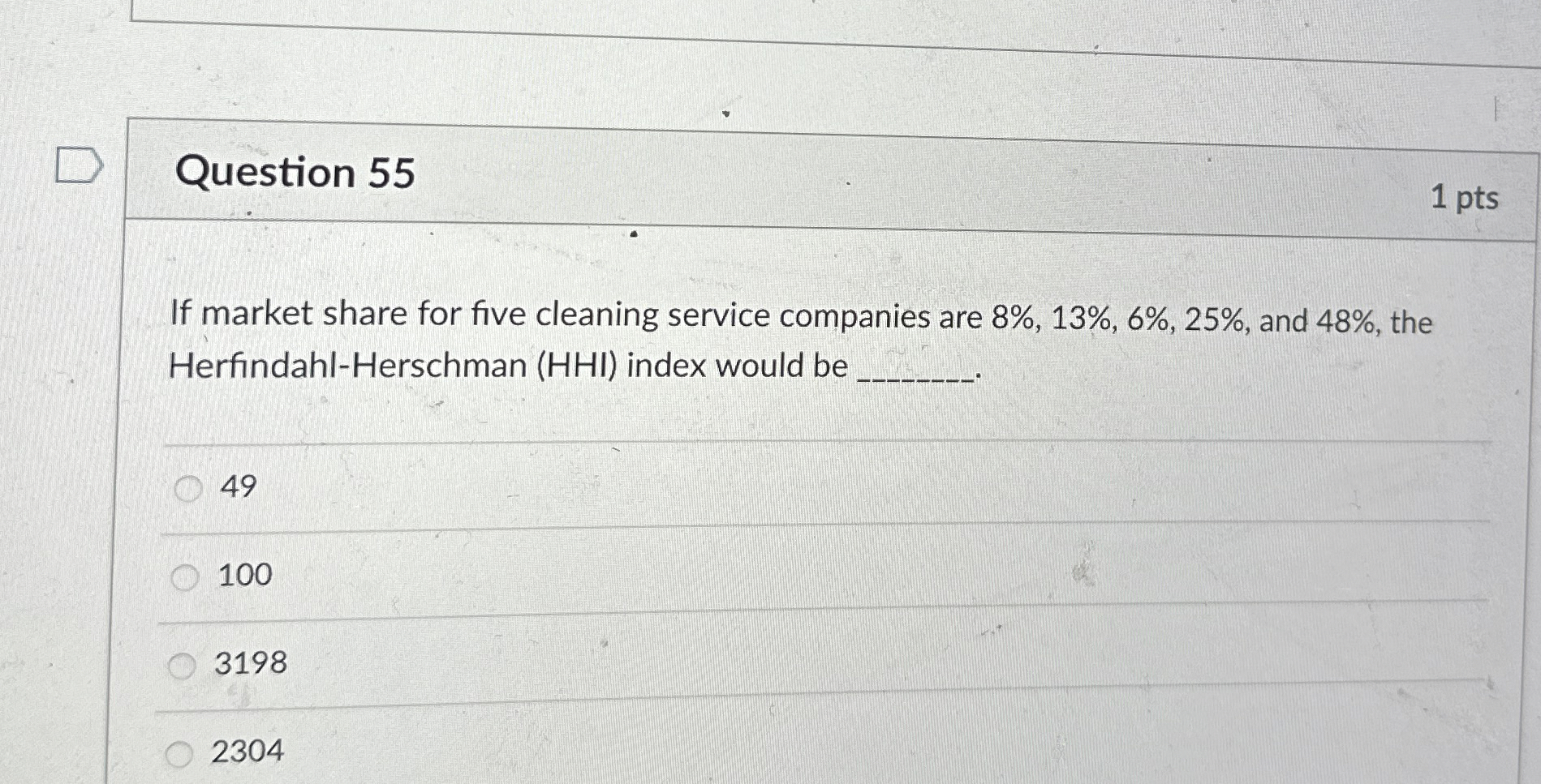 Solved Question 551 ptsIf market share for five cleaning | Chegg.com Solved Question 551 ptsIf market share for five cleaning | Chegg.com