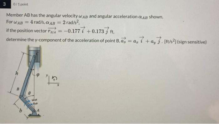 Solved Member AB has the angular velocity ωAB and angular | Chegg.com