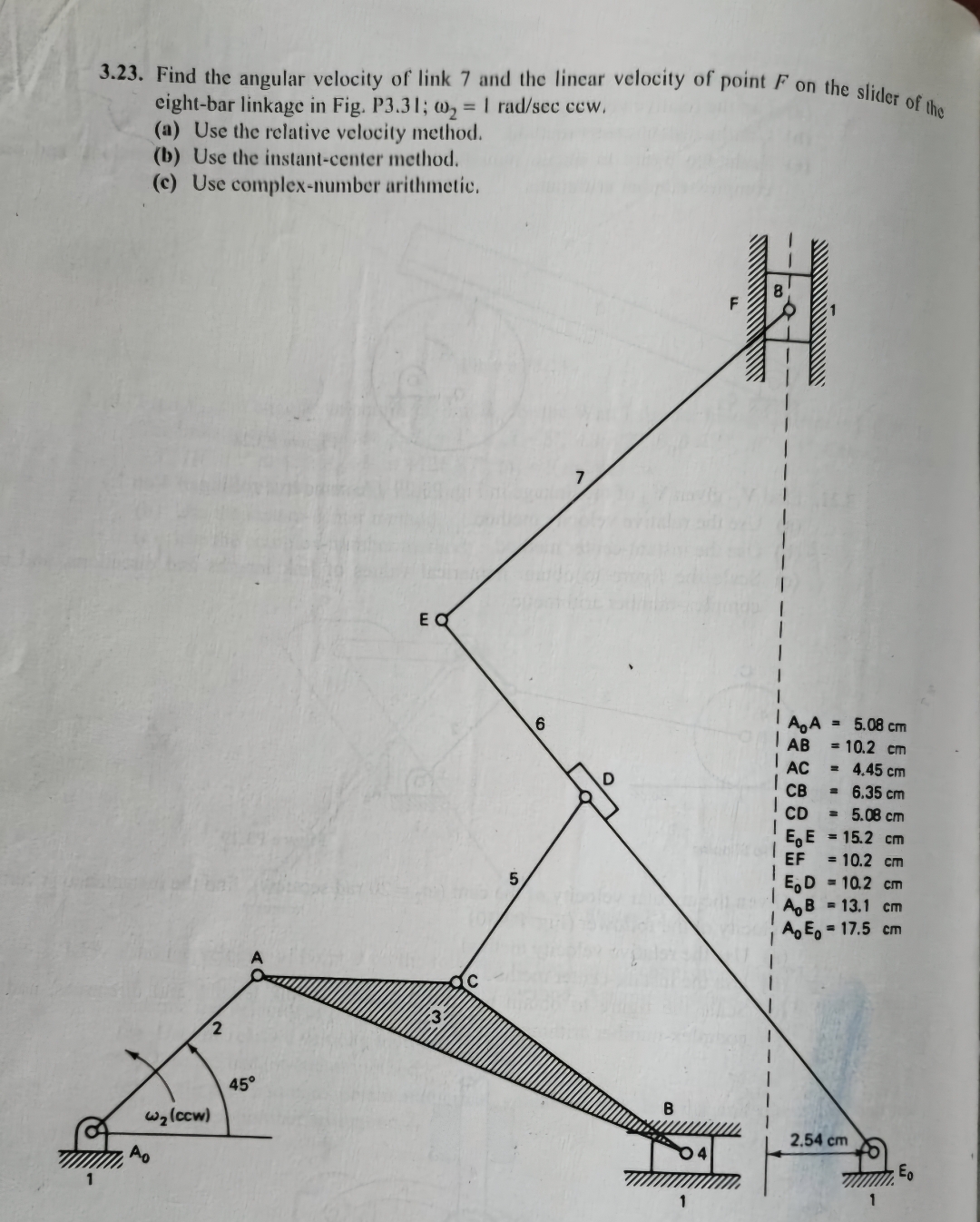 Solved 3.23. ﻿Find the angular velocity of ﻿link 7 ﻿and the | Chegg.com