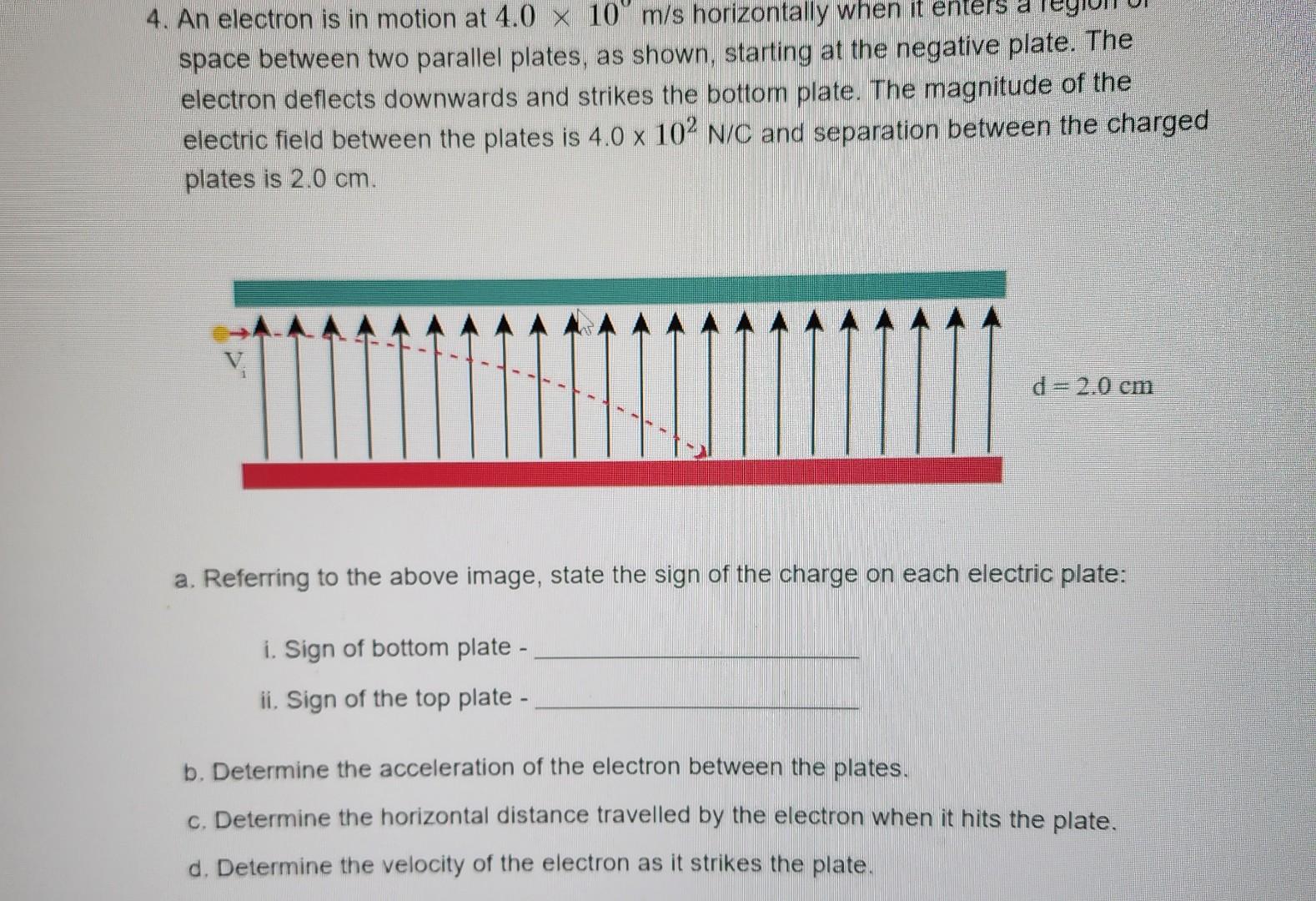 Solved space between two parallel plates, as shown, starting | Chegg.com