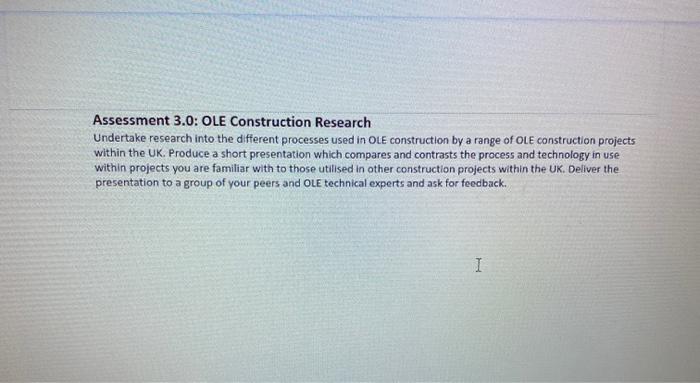 Solved Assessment 3.0: OLE Construction Research Undertake | Chegg.com