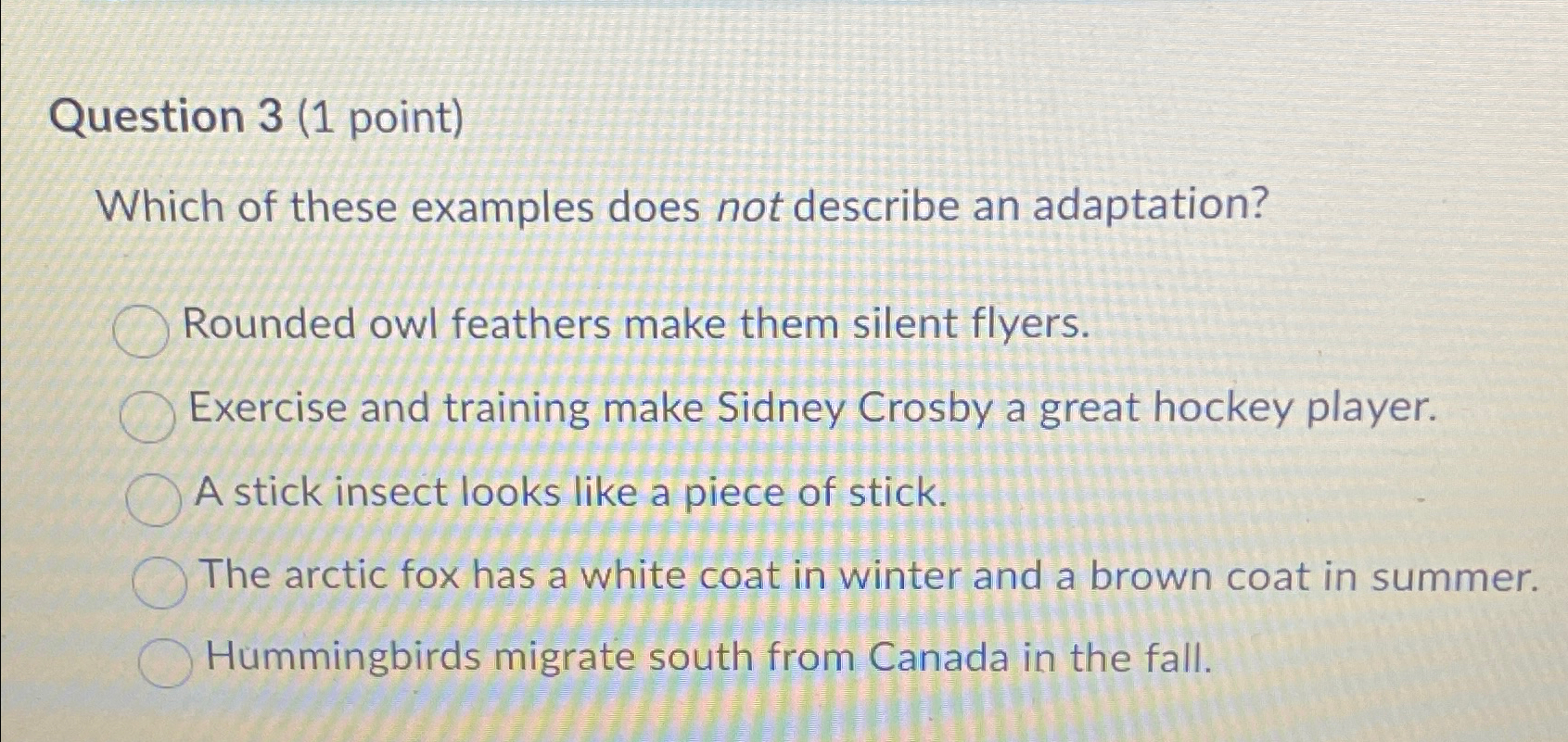 Solved Question 3 (1 ﻿point)Which of these examples does not | Chegg.com