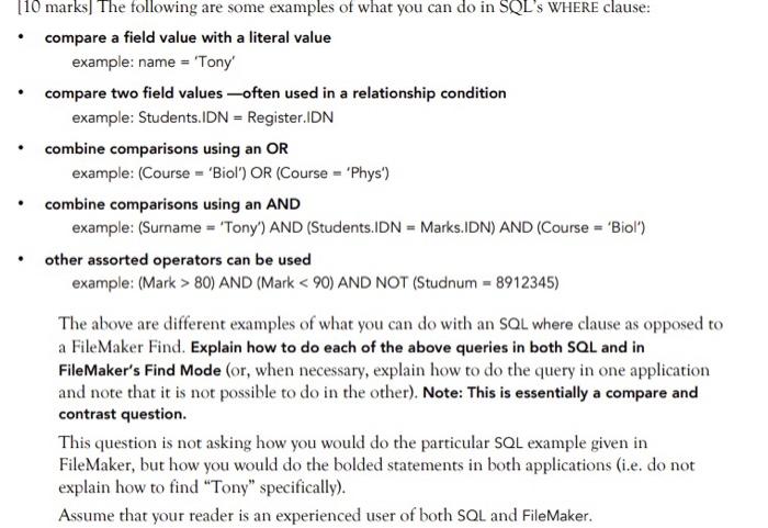Solved [10 marks] The following are some examples of what | Chegg.com
