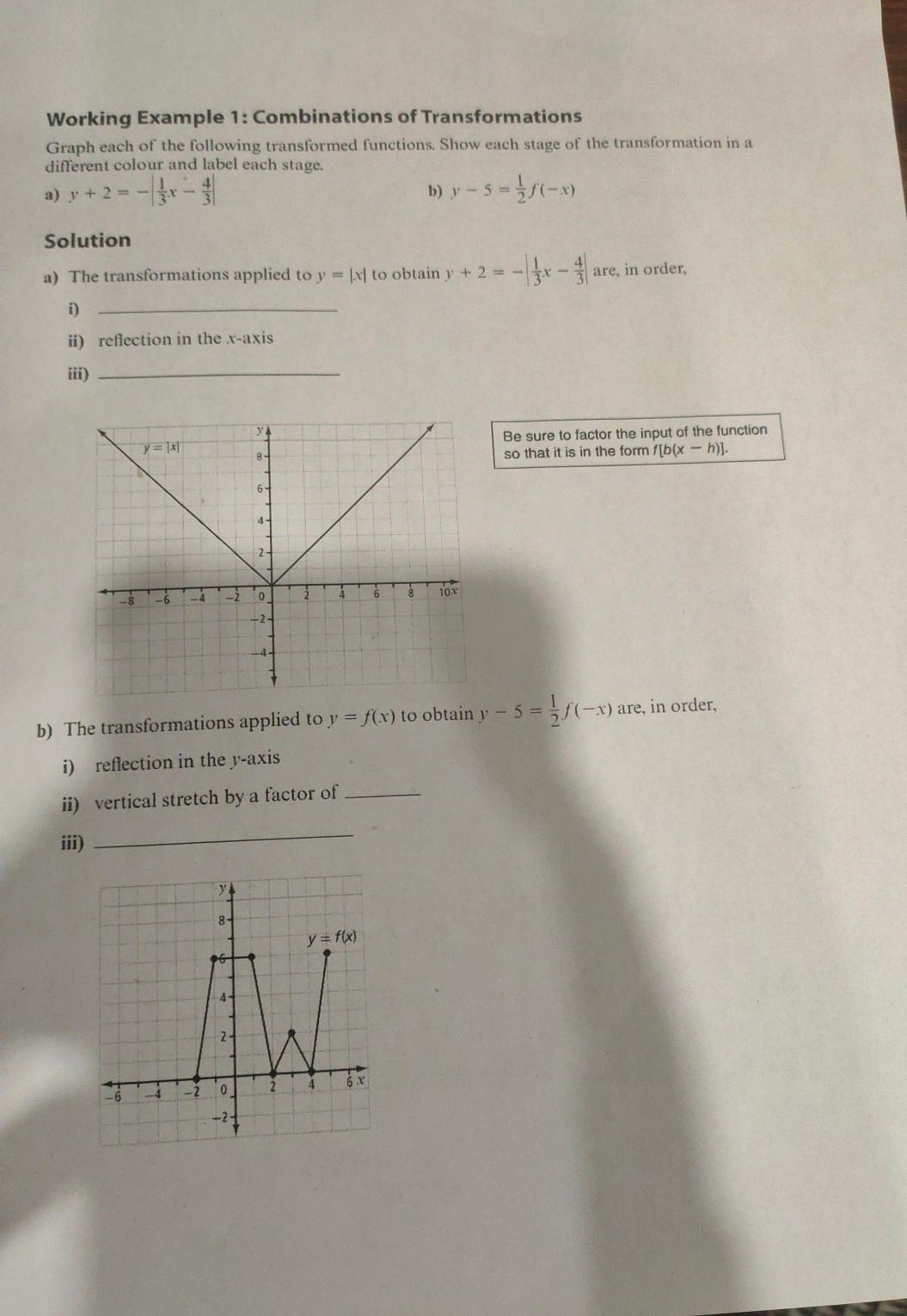 Solved Working Example 1: Combinations of Transformations | Chegg.com