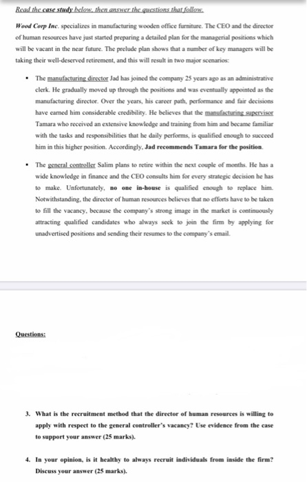 Solved Read the case study below the answer the questions | Chegg.com